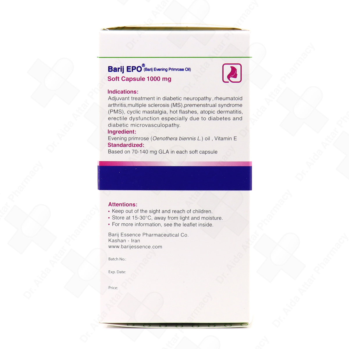 کپسول روغن گل مغربی ای پی اُ باریج اسانس - آیدارو